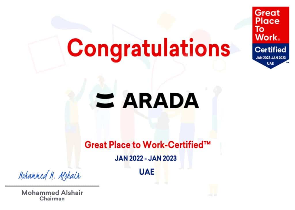 Arada recognised as Great Place to Work® in the UAE - Arada
