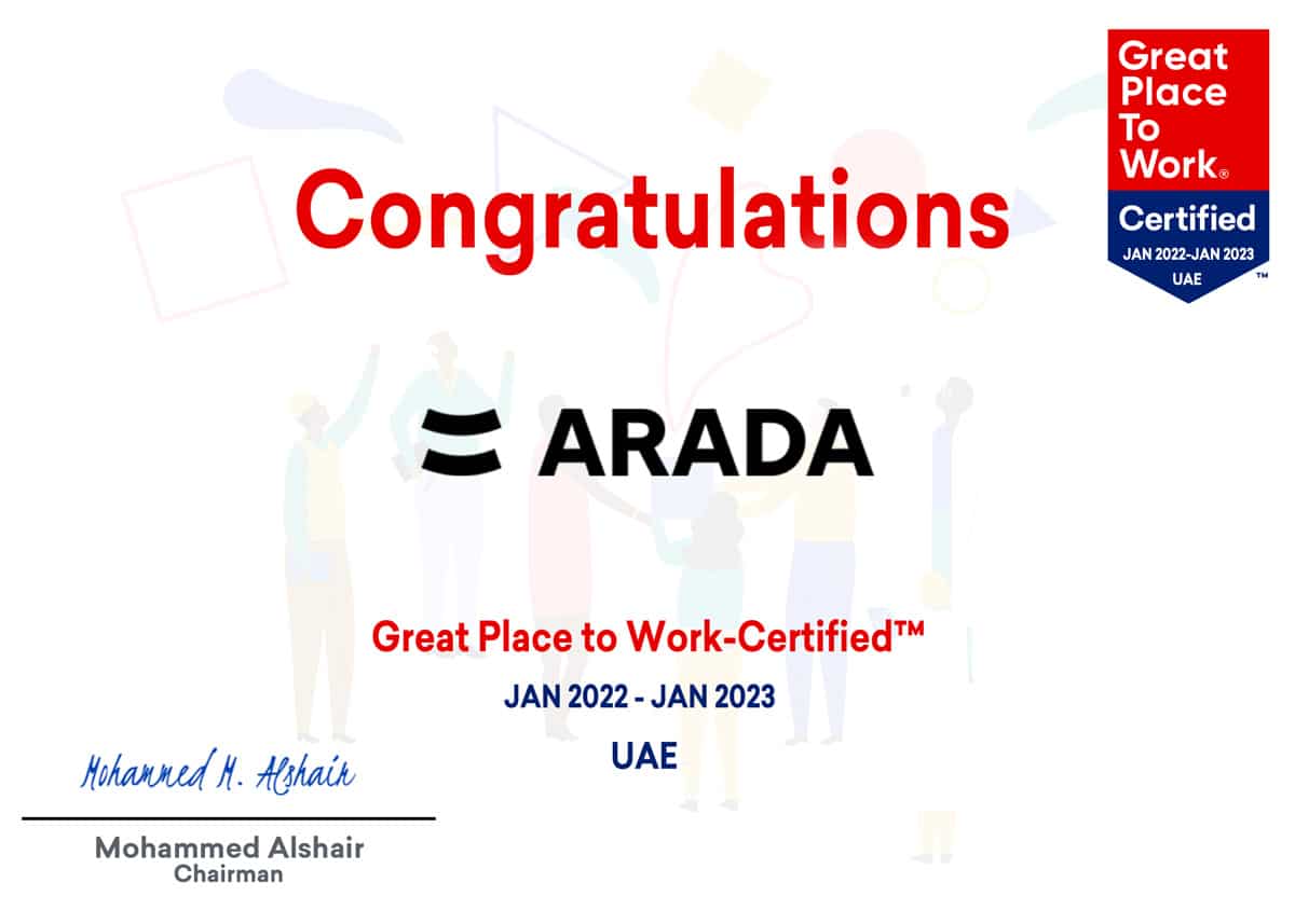 Arada recognised as Great Place to Work® in the UAE - Arada