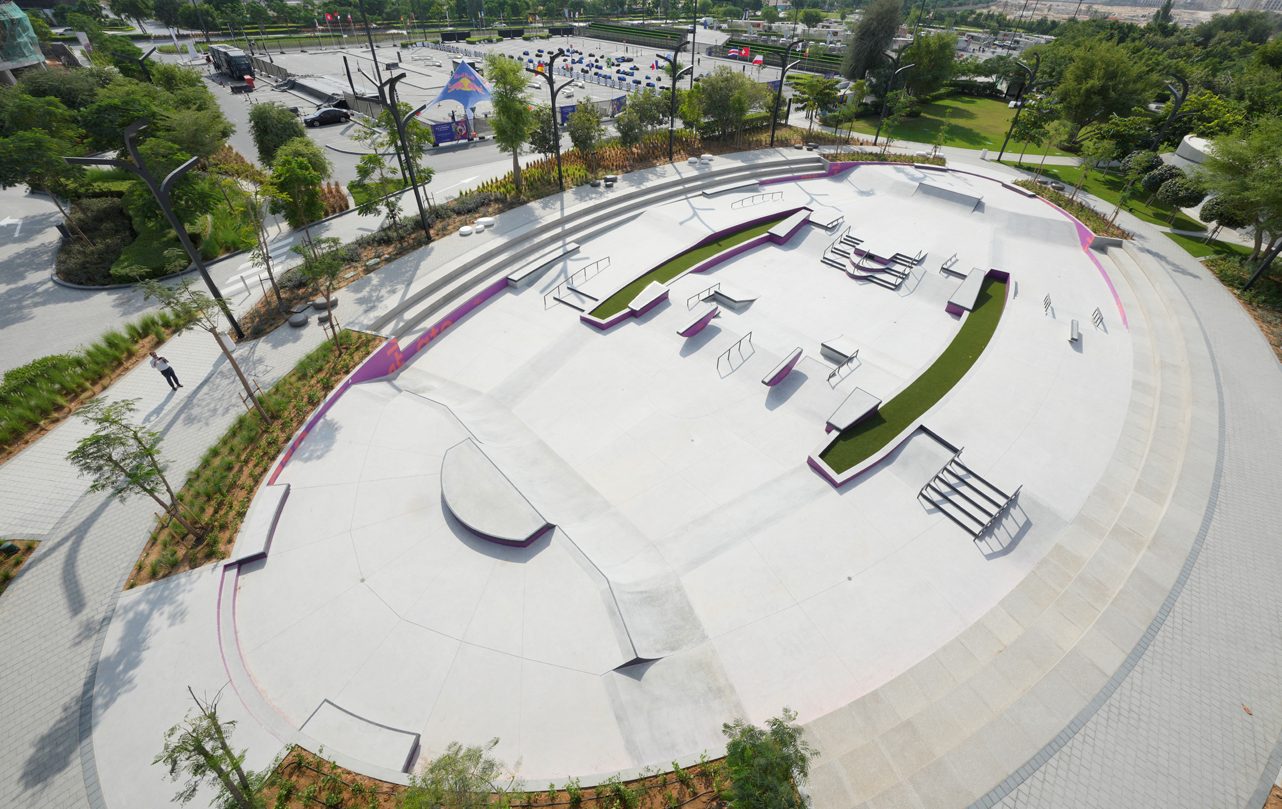 Skateboard superstars bowled over by Aljada Skate Park - Arada